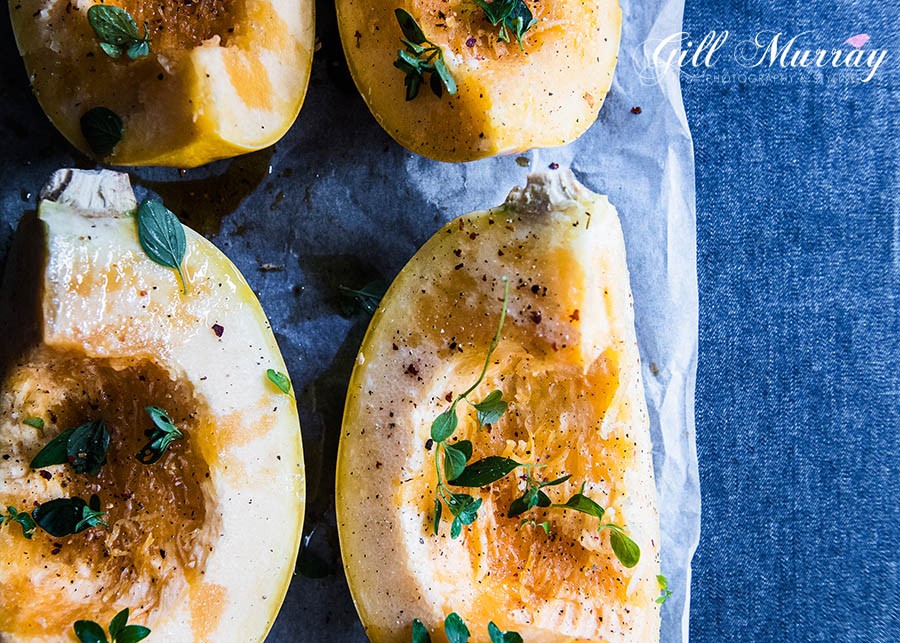 Roasted Spaghetti Squash Thyme Chilli Vegetarian Gluten Free Healthy Recipe
