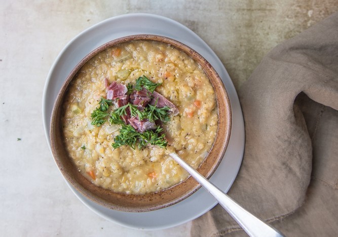 Smoked Ham and Lentil Broth Recipe to warm you this winter.